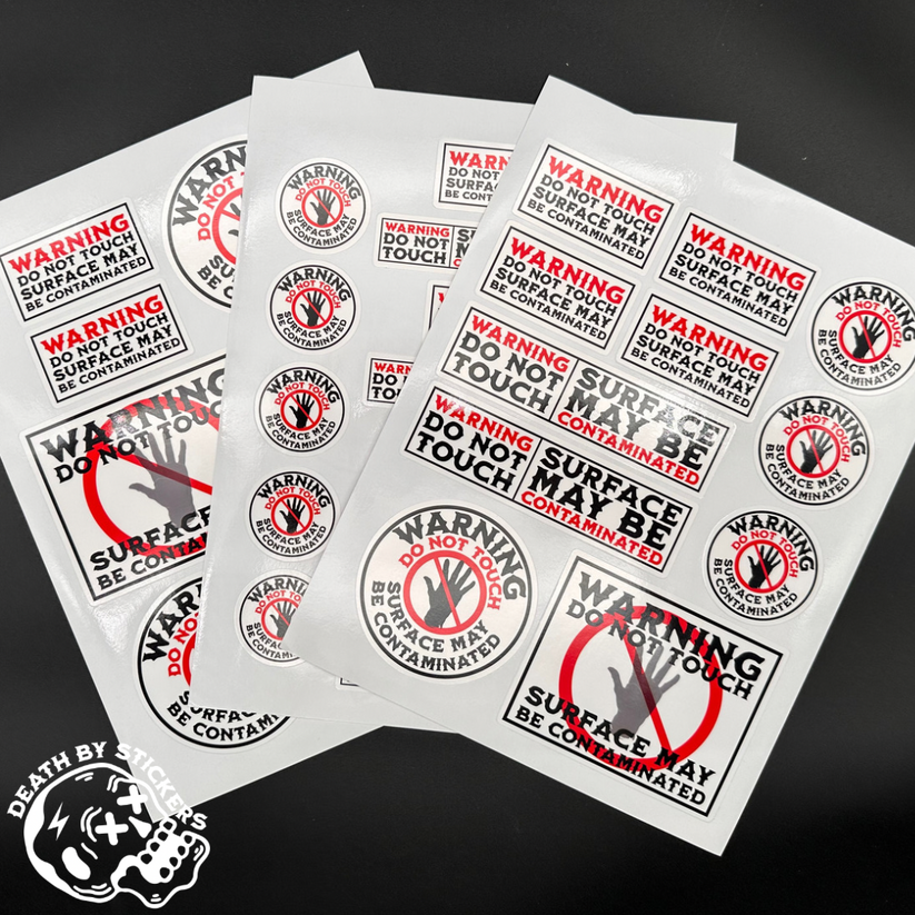 Warning Contamination Sticker Sheets – Death By Stickers